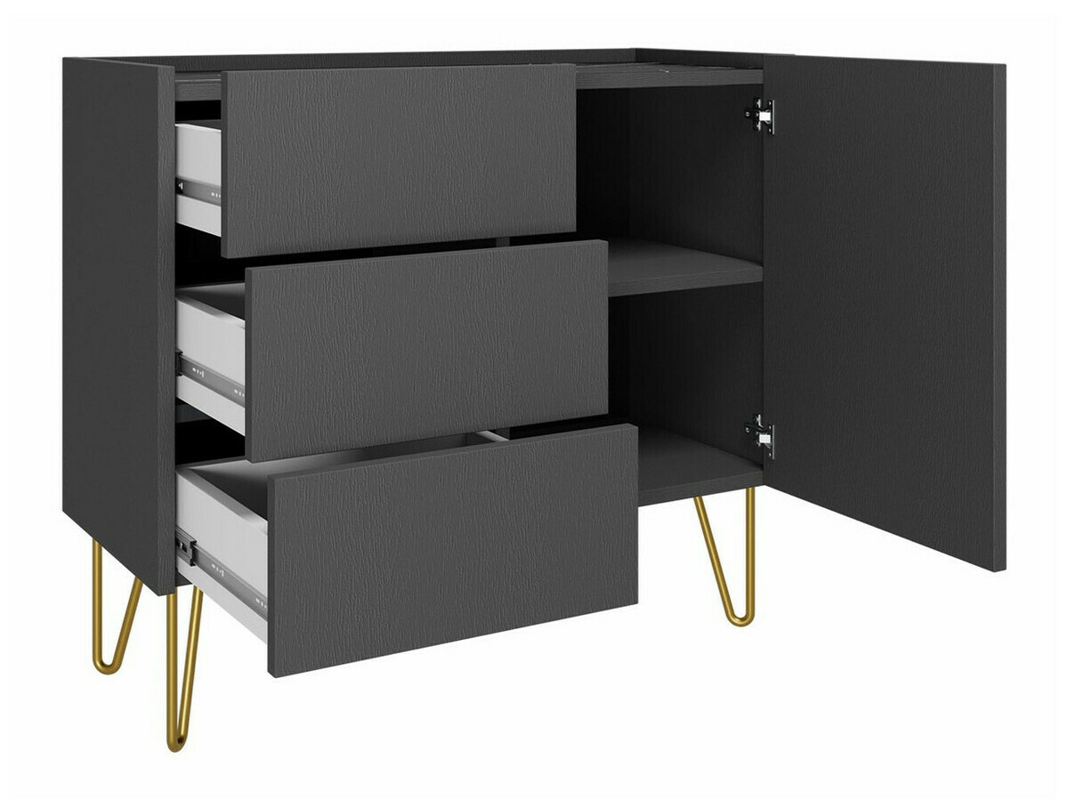 Komoda Levdale 100 (Graphite + Crni mermer) - Nameštaj za dnevnu sobu ...